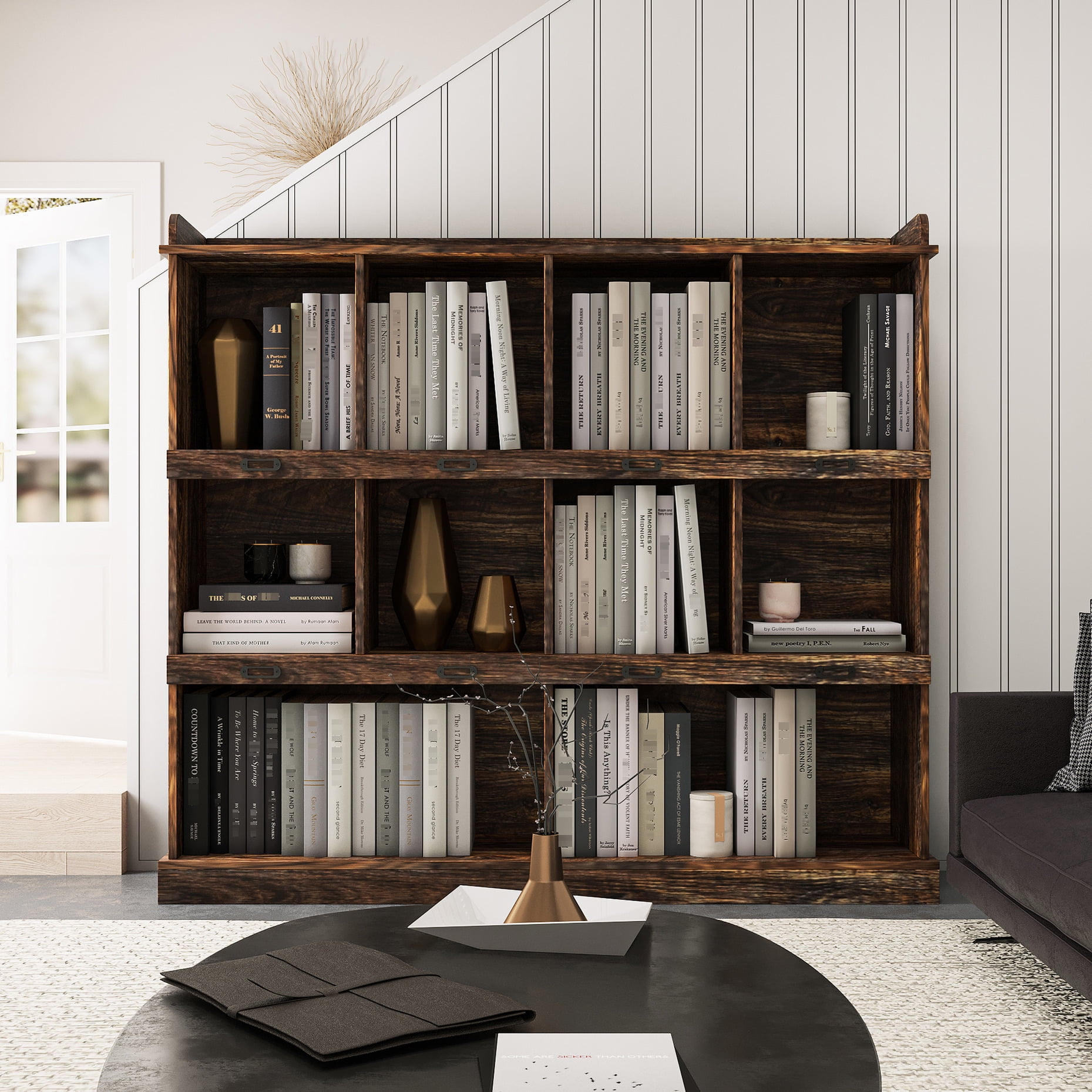 10-Shelf Bookcase / Functional in Library Settings / Cubbyhole Design ...