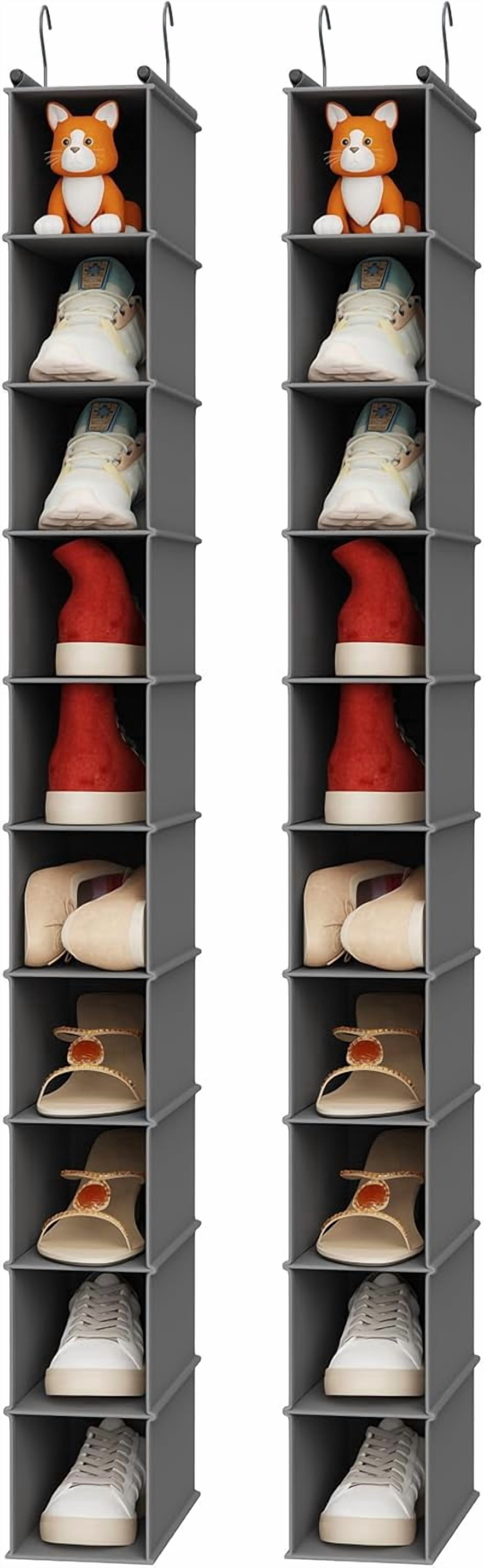 10-Shelf Hanging Shoe Organizer for Closet, Space-Saving Hanging Shoe ...