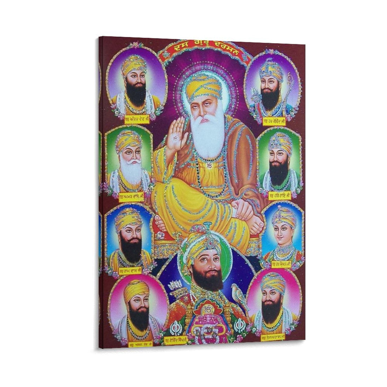 10 Sikh Gurus Guru Nanak Dev Ji with Gobind Singh 10 Sikh Posters Art ...
