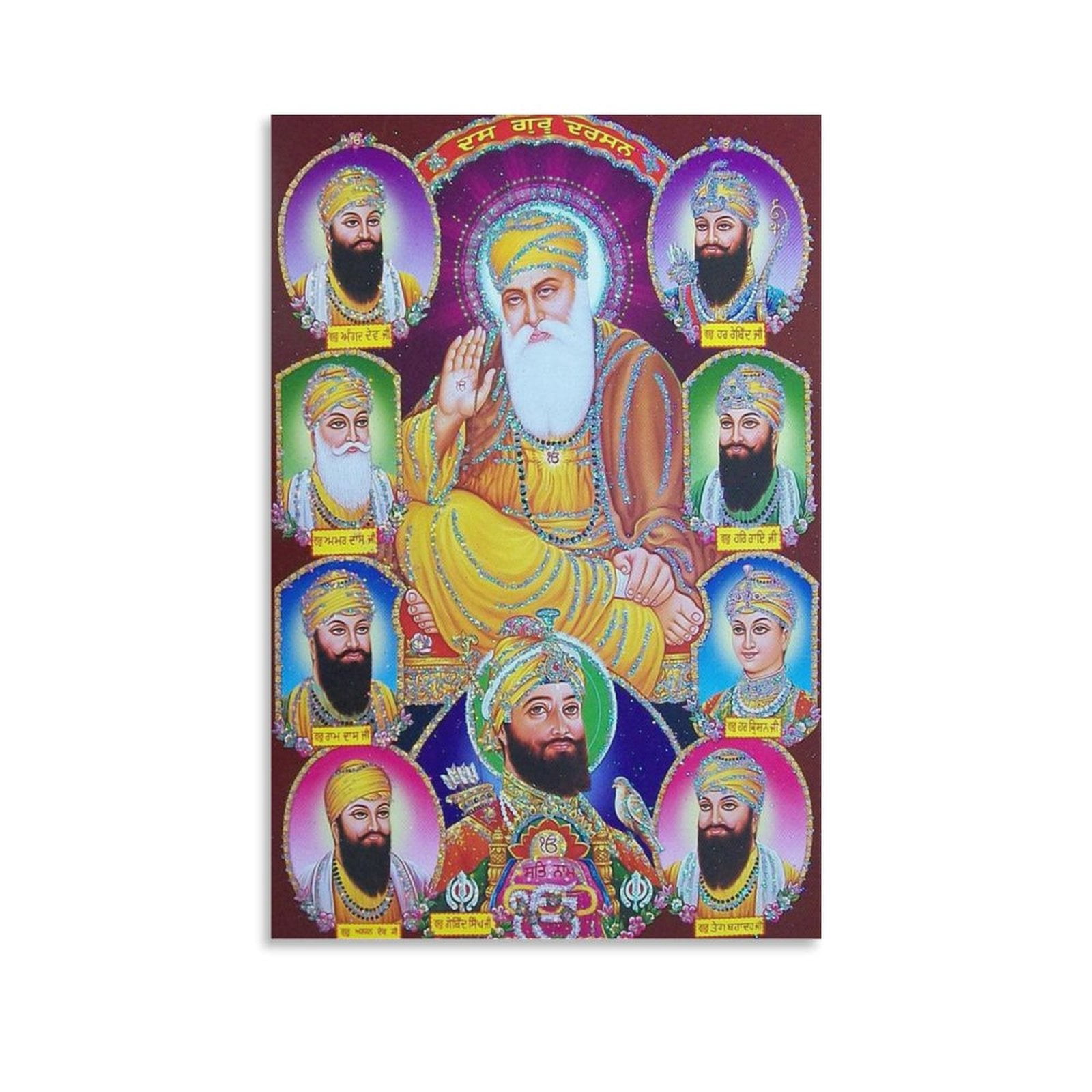 10 Sikh Gurus Guru Nanak Dev Ji with Gobind Singh 10 Sikh Posters Wall ...