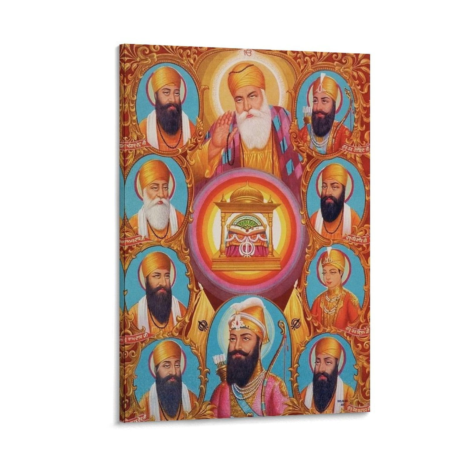 10 Sikh Gurus Guru Nanak Dev Ji with Gobind Singh Print Poster Home ...