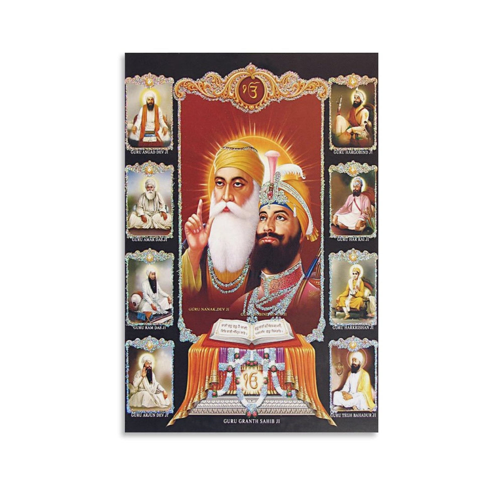 10 Sikh Gurus Guru Nanak Dev Posters Canvas Art Poster and Wall Art Picture Print Modern Family ...