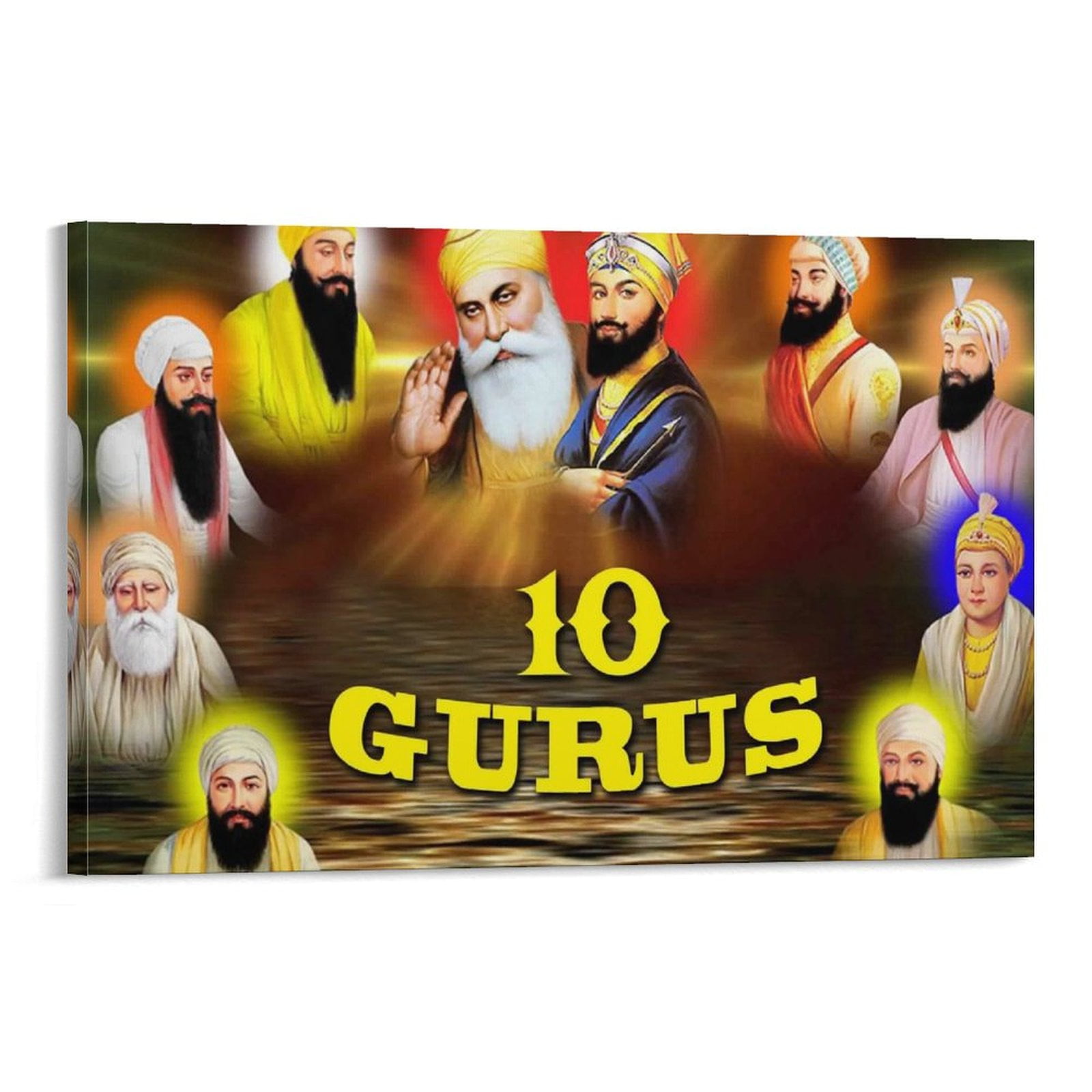 10 Sikh Gurus Ten Gurus Poster S Posters Wall Art Painting Canvas Gift ...