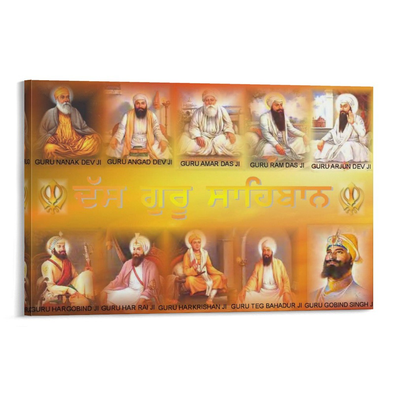 10 Sikh Gurus Ten Gurus Poster Wall Art Artworks Canvas Poster Room ...