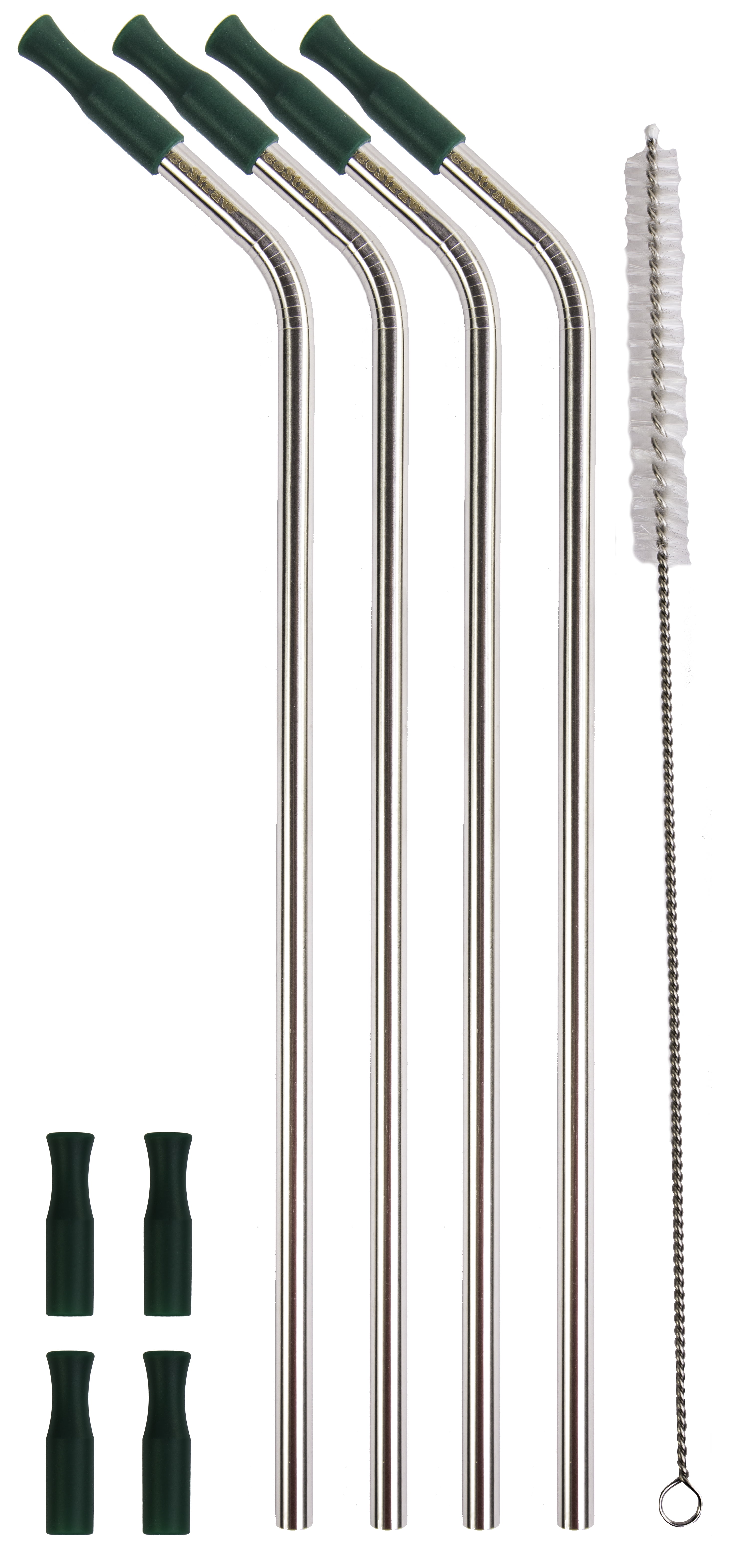 "CocoStraw 14"" Jumbo Stainless Steel Straws with 10 Silicone Tips, for ...