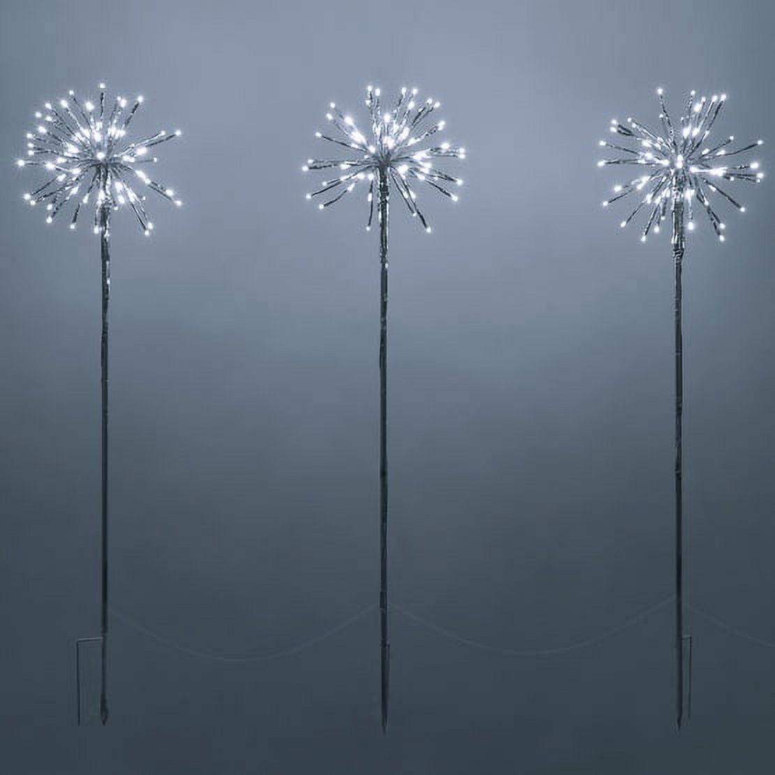 10" Silver Starburst Lighted Branches on Stakes with Cool White LED ...