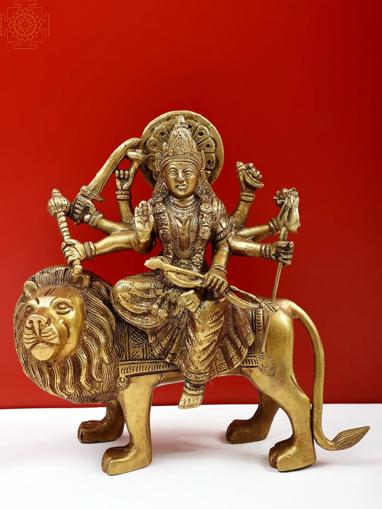 10" Simhavahini Devi Durga | Brass | Handmade | Made In India - Brass ...