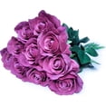 10 Single 26inch Real Touch Artificial Roses - Long Silk with Leaves ...