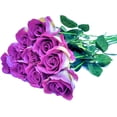 10 Single 26inch Real Touch Artificial Roses - Long Silk with Leaves ...