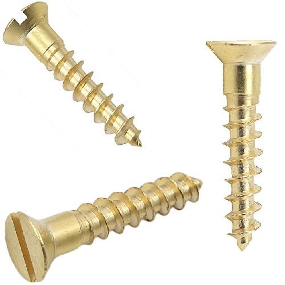 #10 Size x 2" Solid Brass Flat Head Wood Screw Qty 25 Pieces, Slotted ...