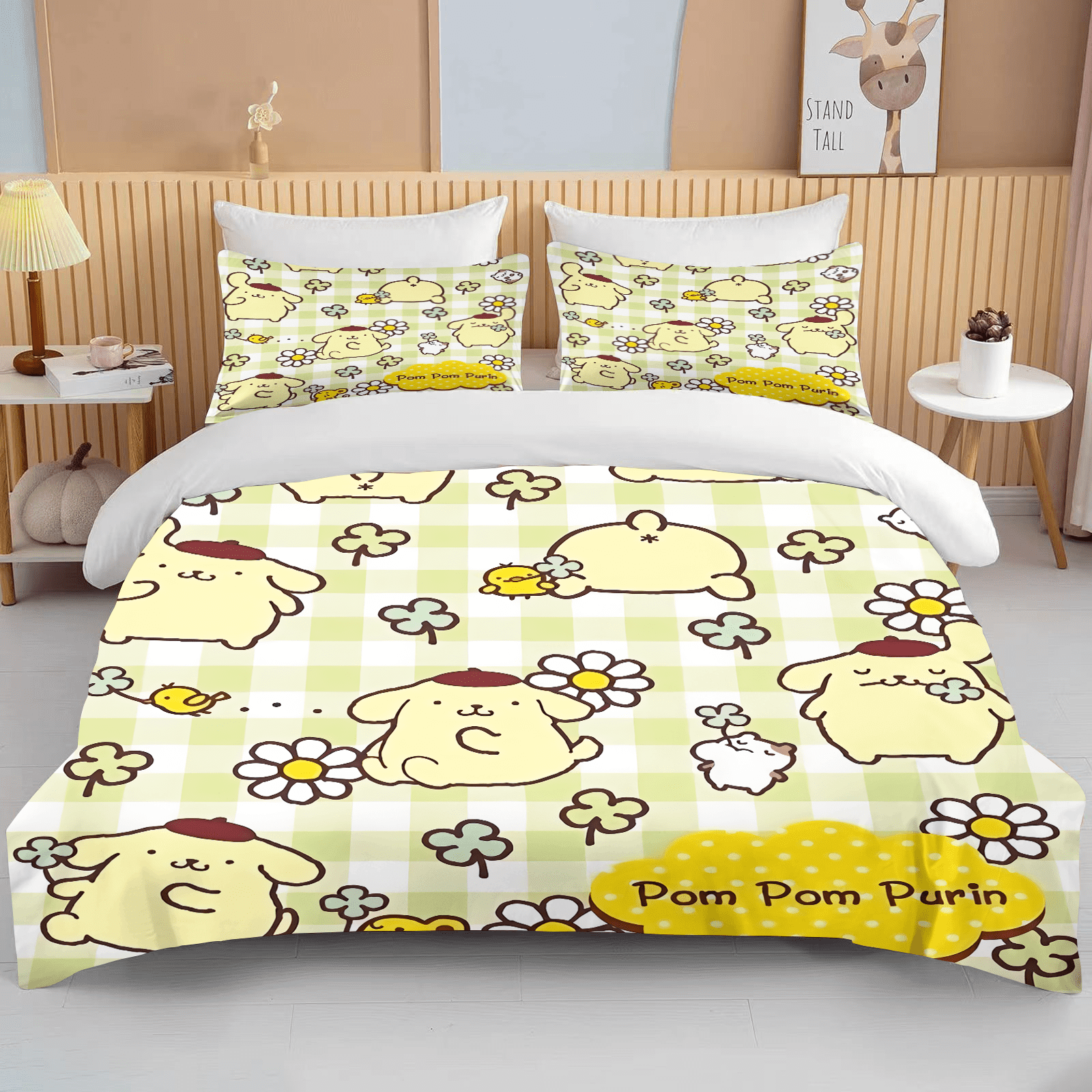 10 Sizes sanrio Pom Pom Purin Printed Bedding Set Cartoon Microfiber ...