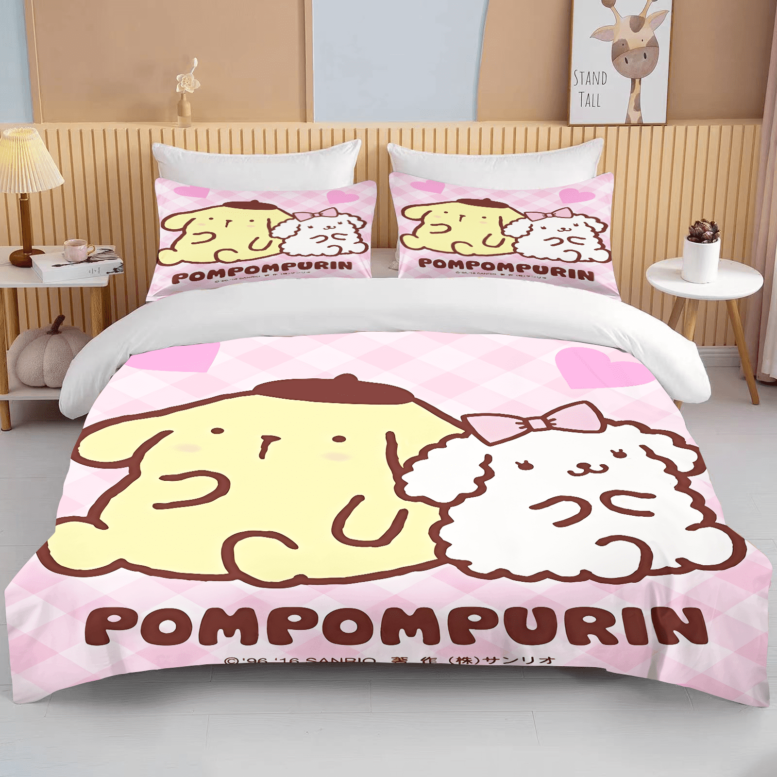 10 Sizes sanrio Pom Pom Purin Printed Bedding Set Cartoon Microfiber ...