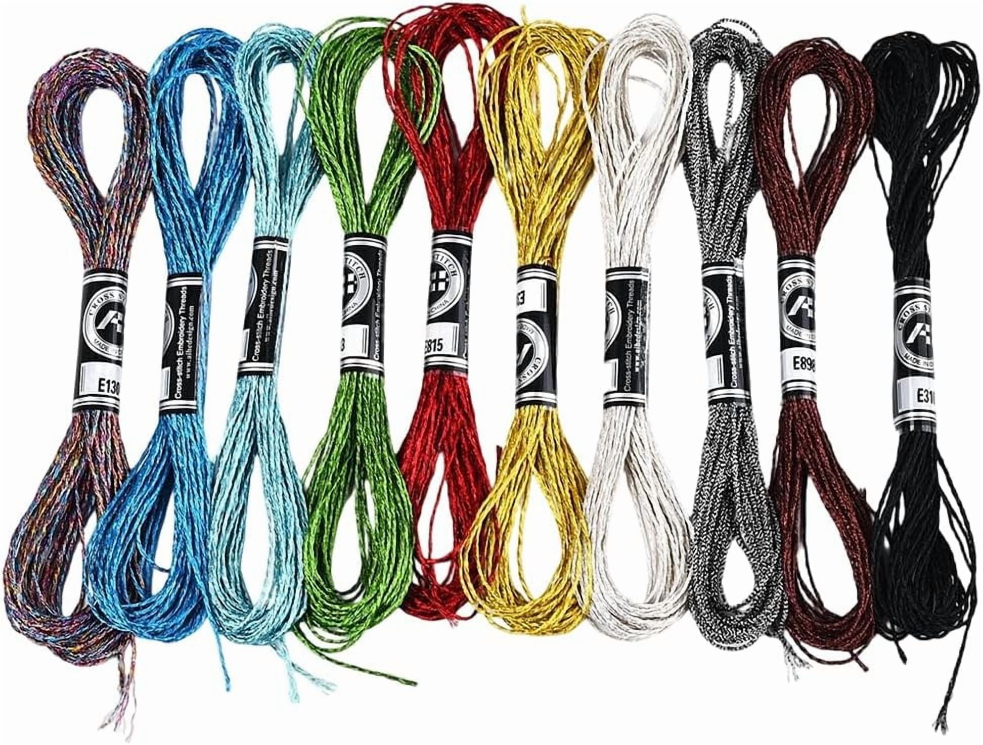 10 Skeins 10 Colors Metallic Embroidery Floss Colorful Glitter Cross ...