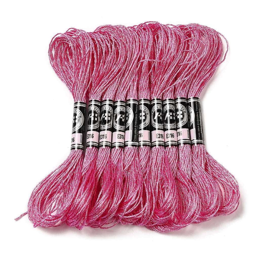 10 Skeins 12-Ply Metallic Polyester Embroidery Floss Glitter Cross ...