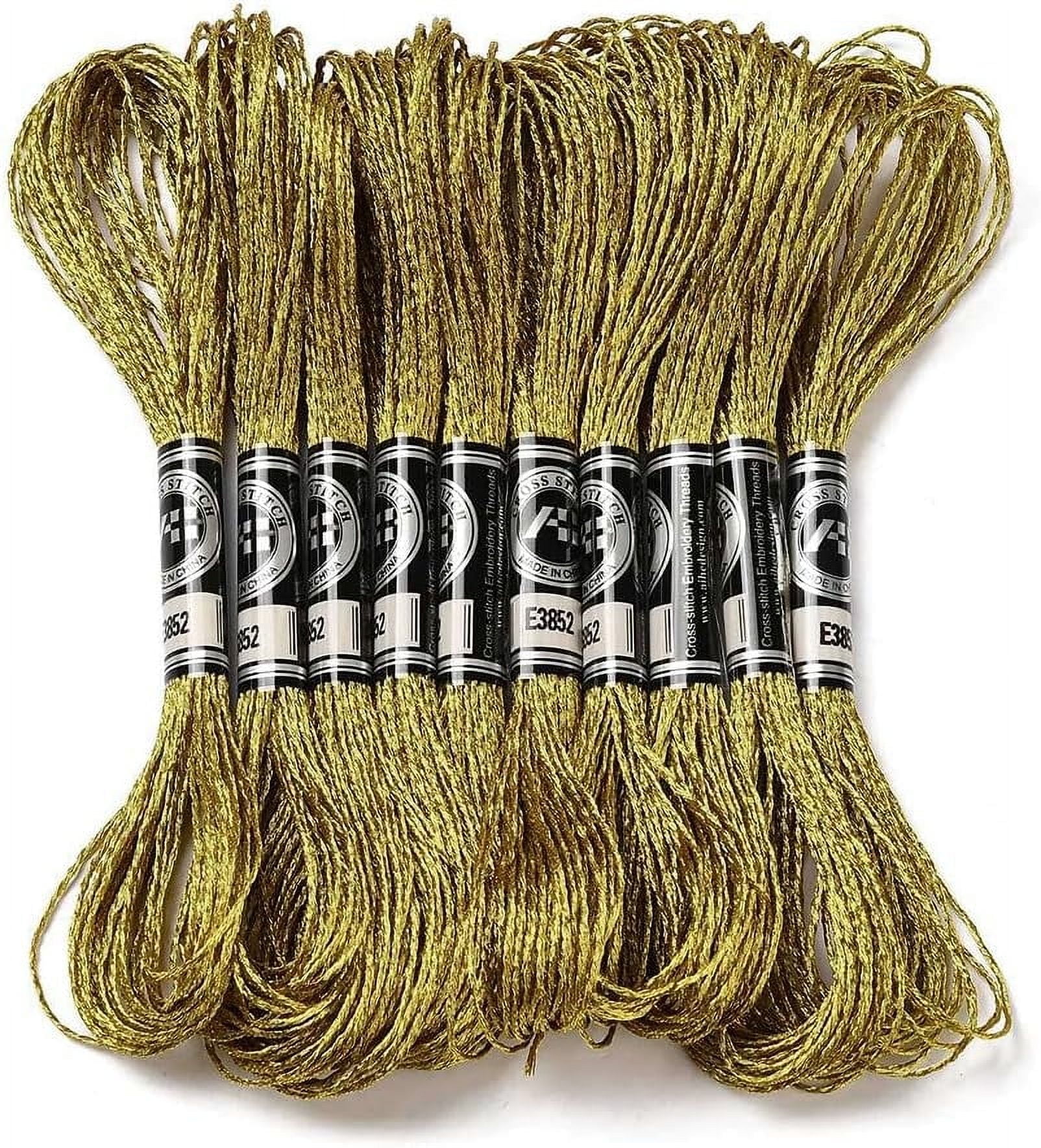 10 Skeins 12-Ply Metallic Polyester Embroidery Floss Glitter Cross ...