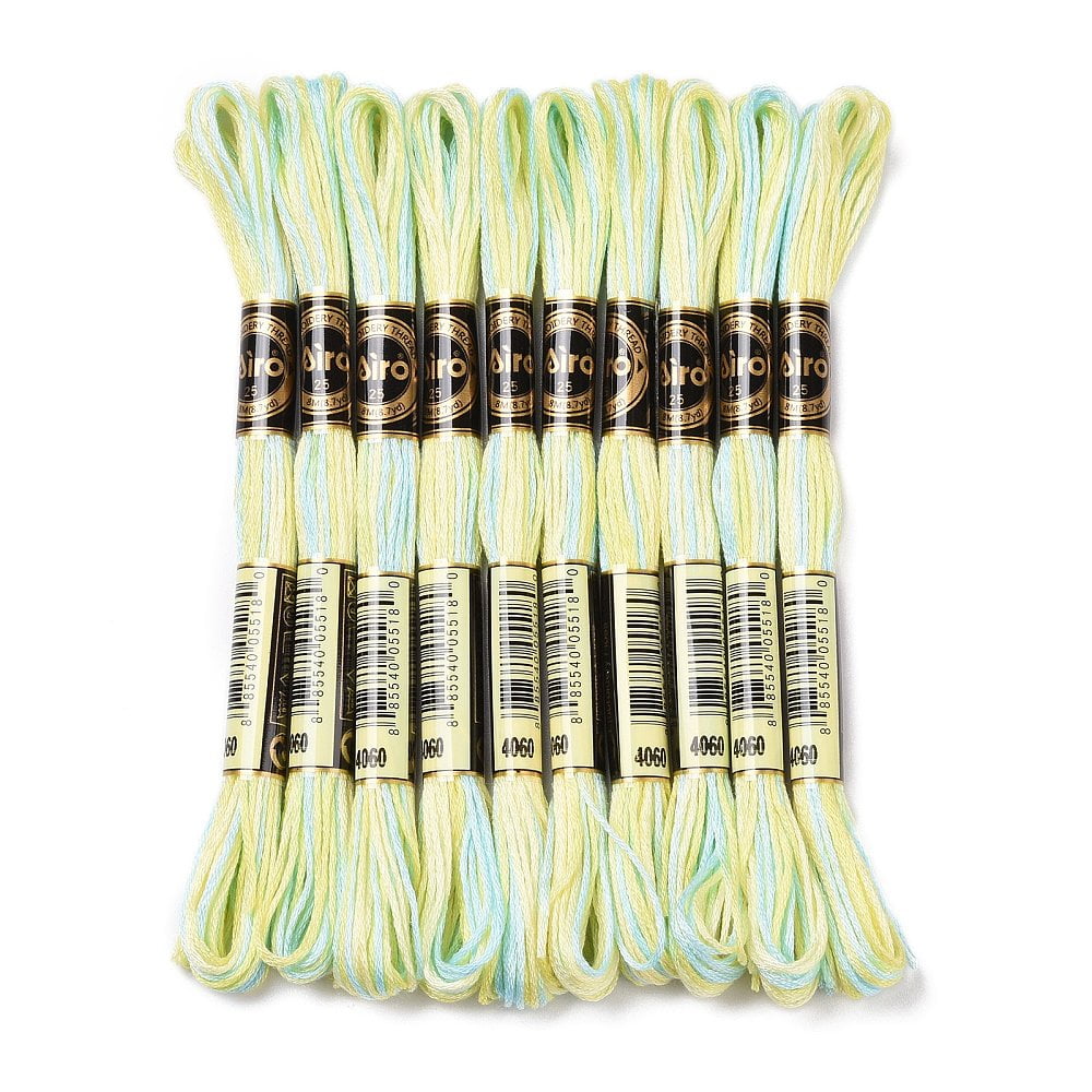 10 Skeins 6-Ply Polyester Embroidery Floss Stitch Threads Segment Dyed ...