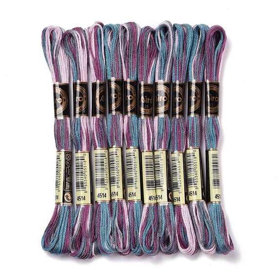 10 Skeins 6-Ply Polyester Embroidery Floss Stitch Threads Segment Dyed ...