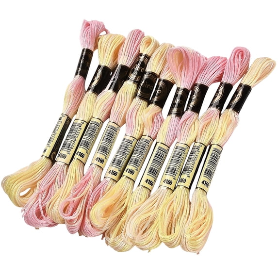 10 Skeins 6 Strands Yellow Stitch Thread Variegated Gradient Embroidery ...