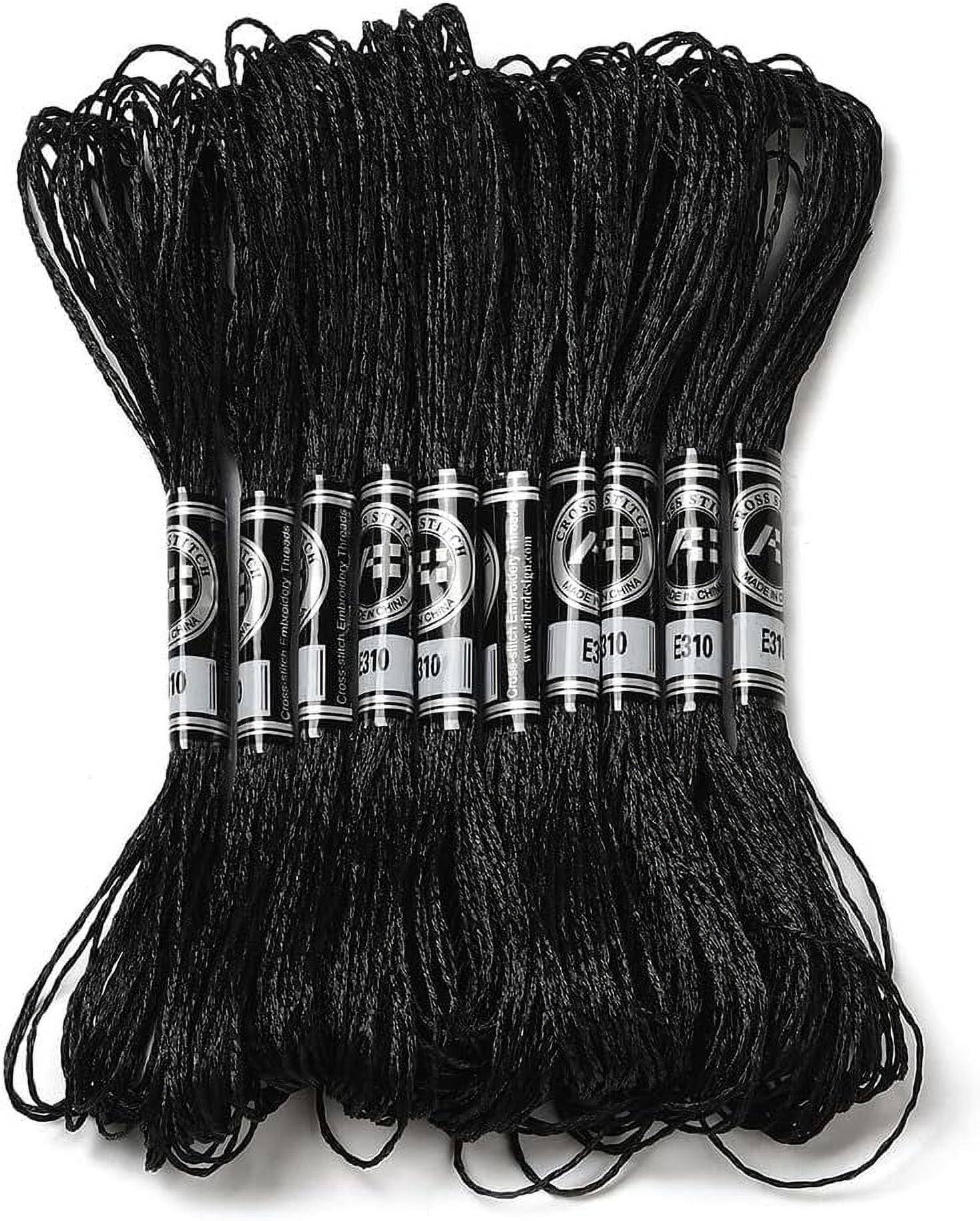 10 Skeins Black Polyester Embroidery Floss Metallic Shimmer Cross ...