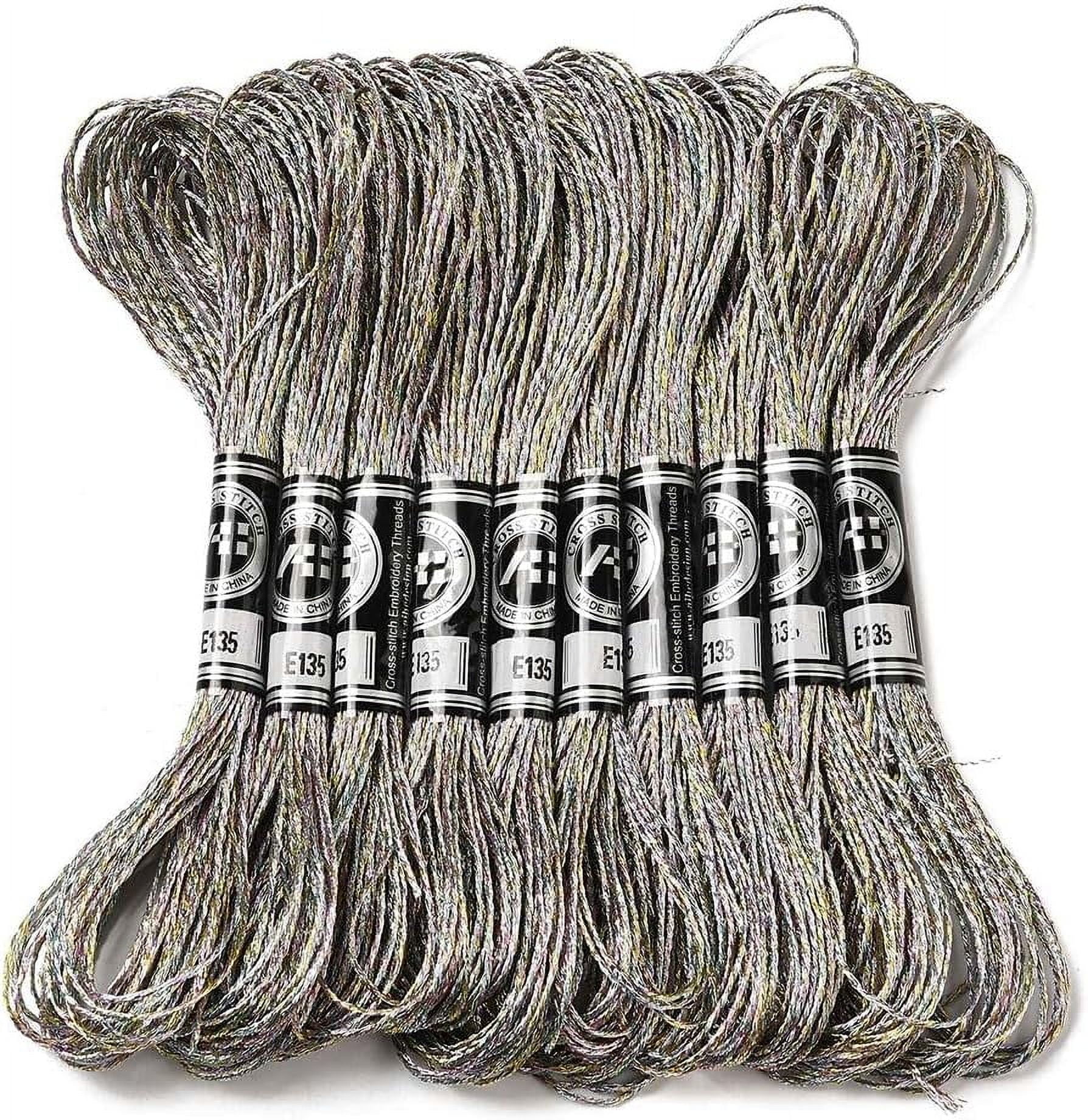 10 Skeins Grey Polyester Embroidery Floss Metallic Shimmer Crewel ...