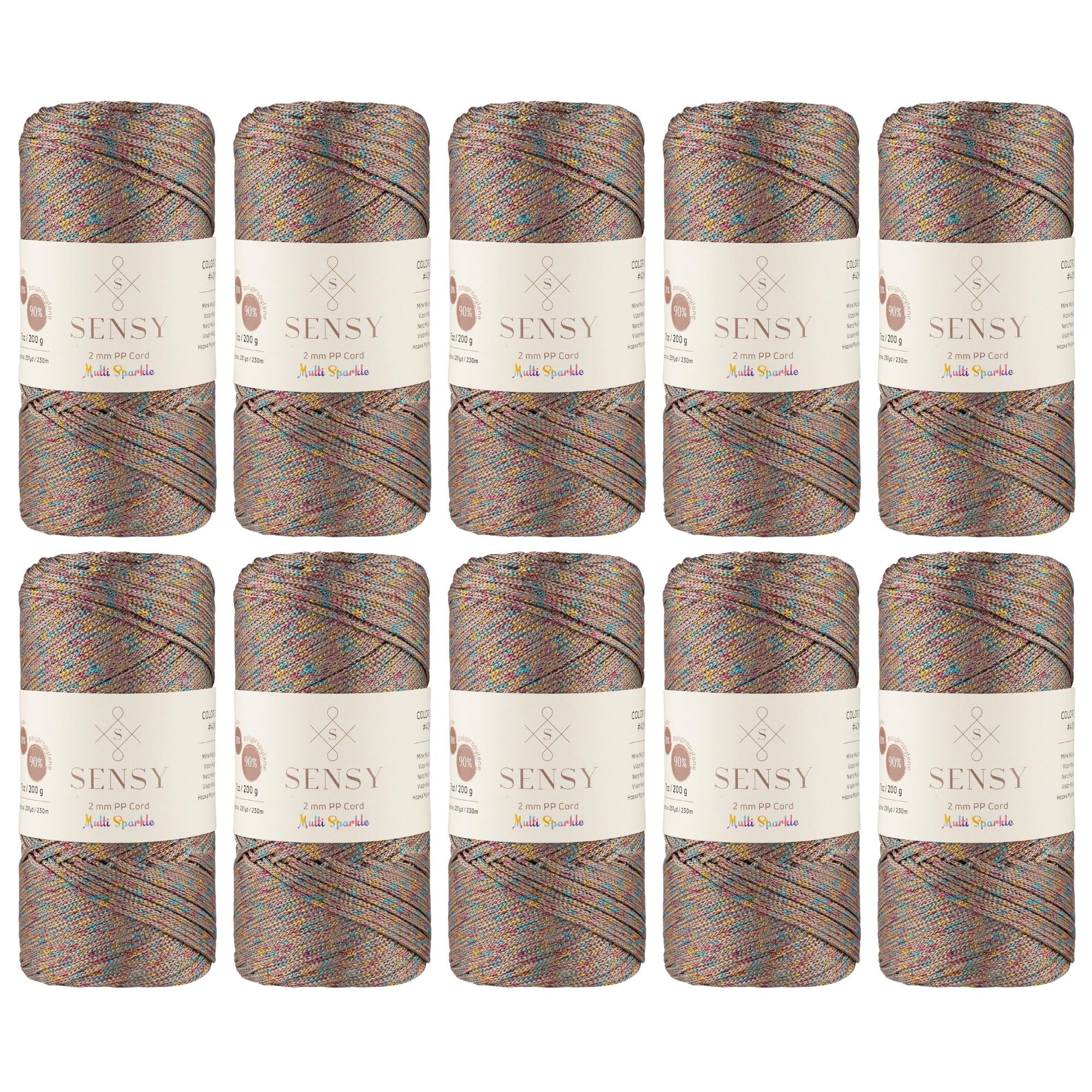 10 Skeins of Sensy Premium 2mm 251 Yards Sparkle Polyester Rope 90% ...