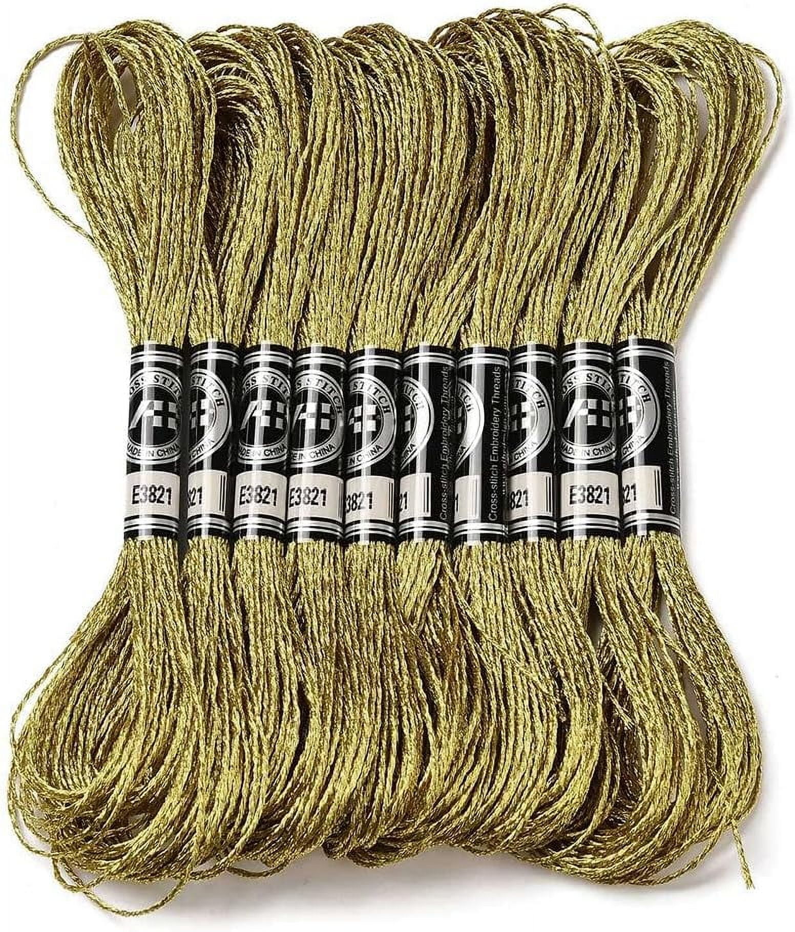 10 Skeins Yellow Brown Polyester Stitch Thread Metallic Glitter ...