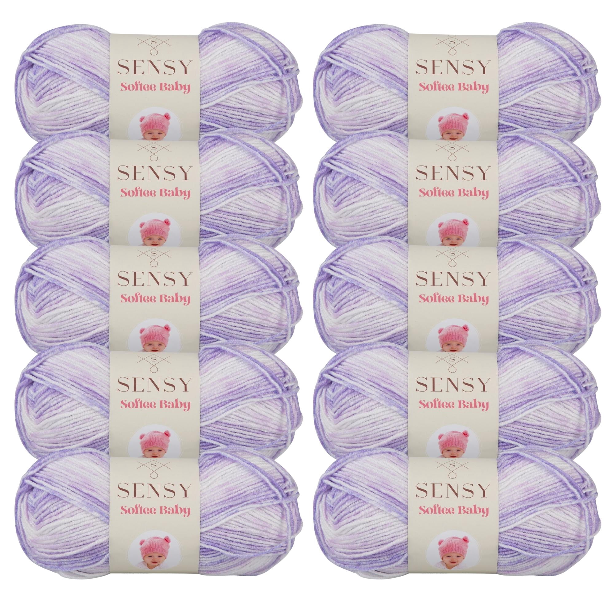 10 Skeins of Sensy Softee Baby Yarn, 3.5 oz, 275 Yards, Gauge 3 Light ...