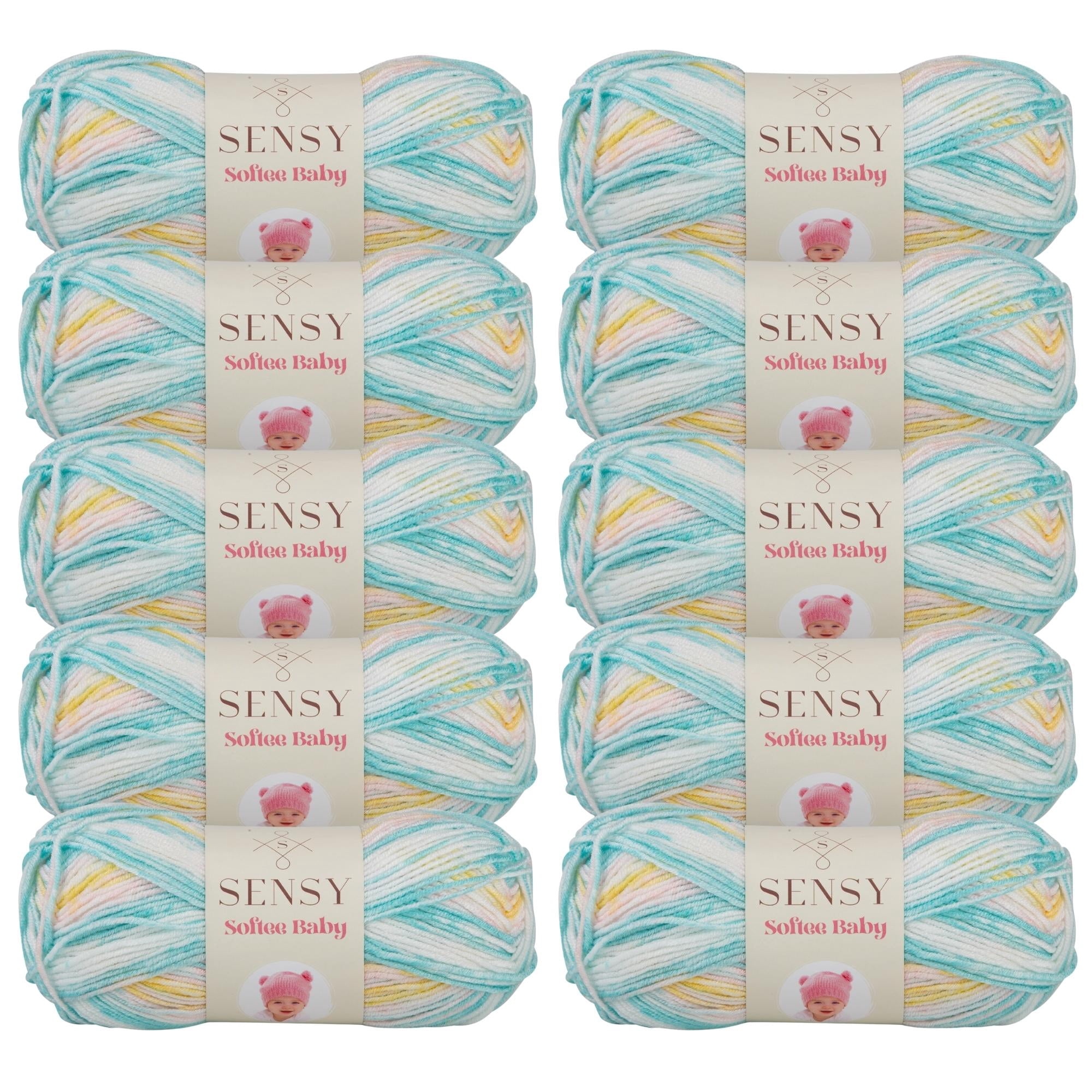 10 Skeins of Sensy Softee Baby Yarn, 3.5 oz, 275 Yards, Gauge 3 Light ...