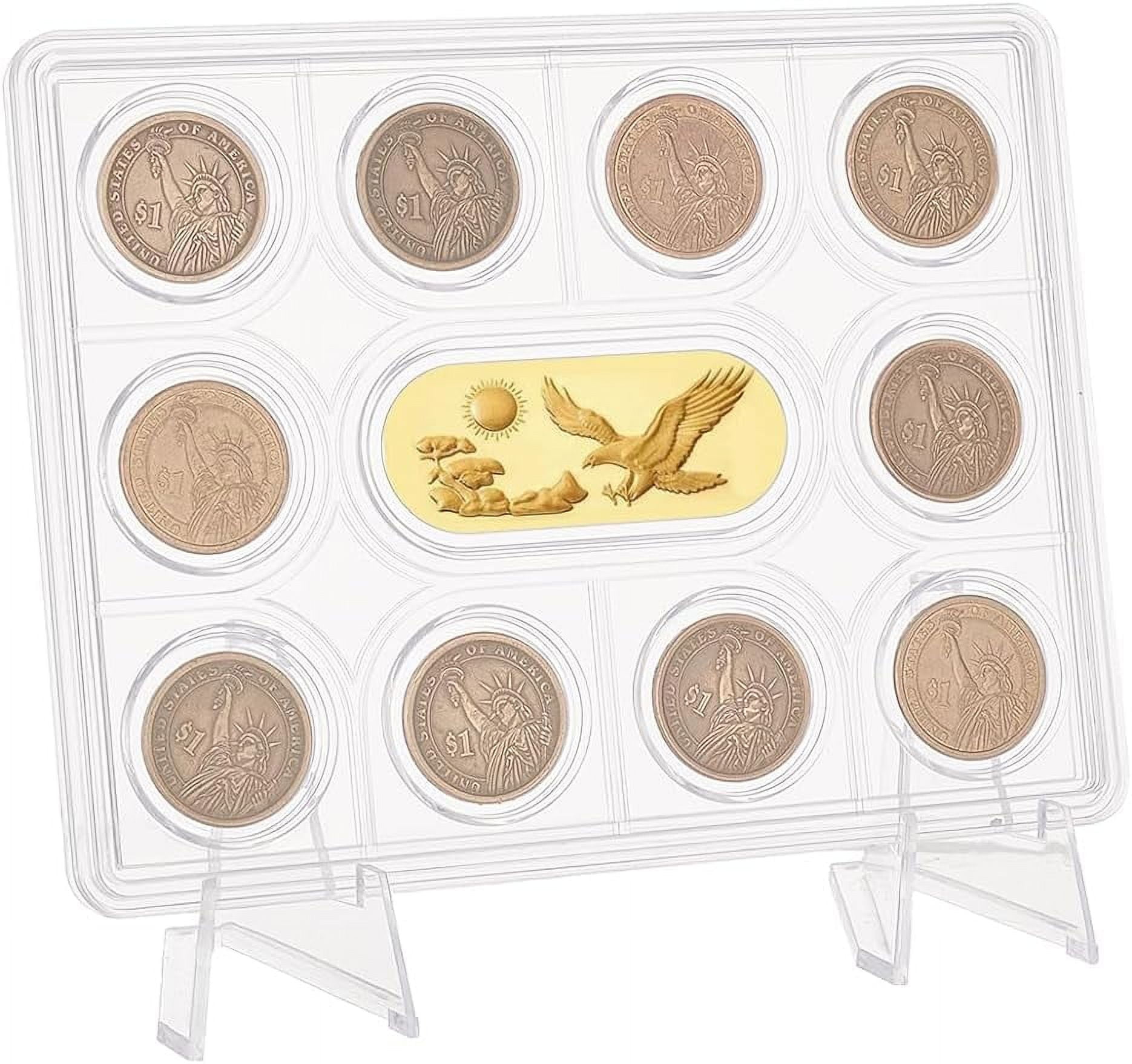 10-Slot Plastic Medal Coin Display Case Clear Coin Slab Display Holder ...