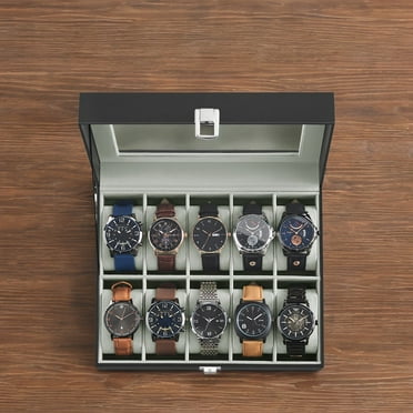 SONGMICS Velvet 12-Slot Watch Box, Watch Holder Display Case for Men ...