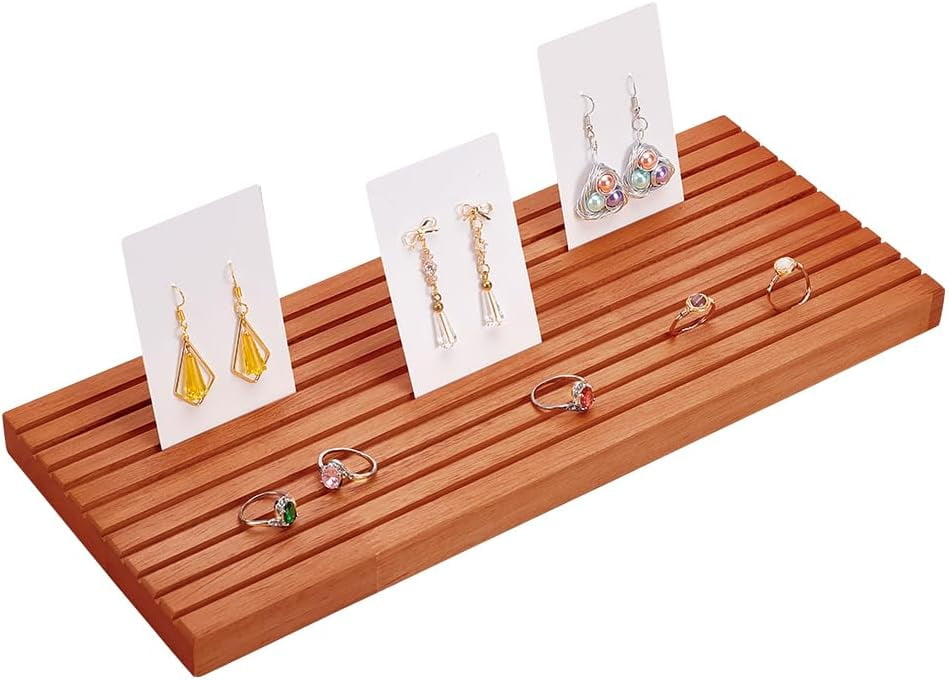 10-Slot Wood Earring Display Stand Earring Card Display Holder 3mm Grid ...