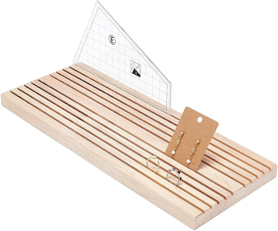 10-Slot Wooden Ruler Rack Wheat Wooden Quilting Ruler Stand and ...