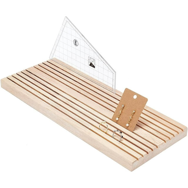 10-Slot Wooden Ruler Rack Wheat Wooden Quilting Ruler Stand and ...