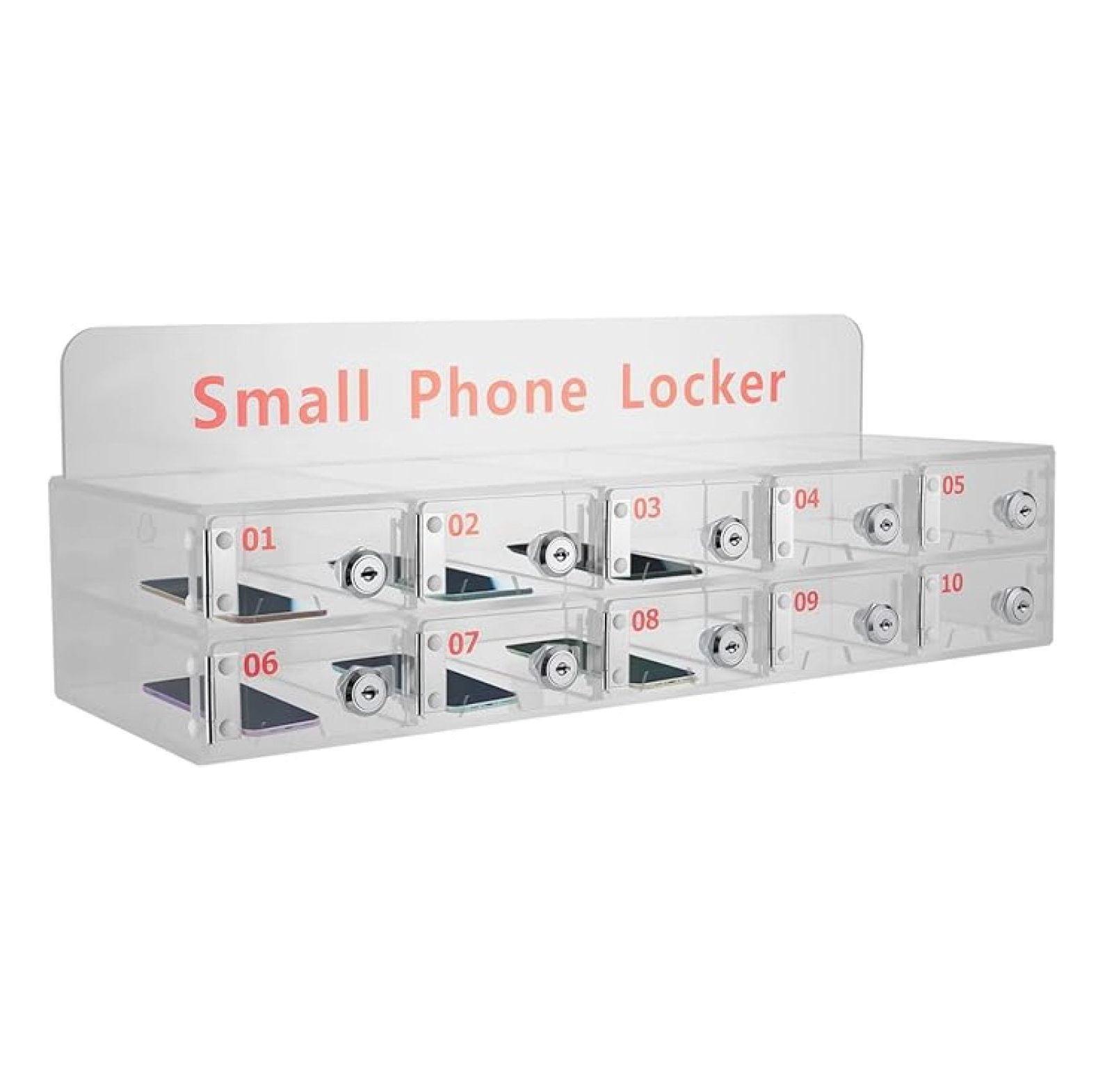 10 Slots Lockers Cell Phone Locker Box Transparent Acrylic Storage Box ...
