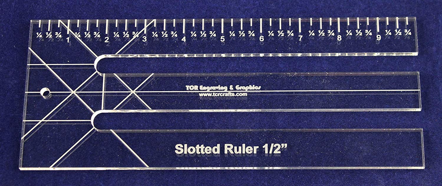 10" Slotted-Ruler - 1/2" Slots - Acrylic 1/4" thick. Quilting/Sewing ...