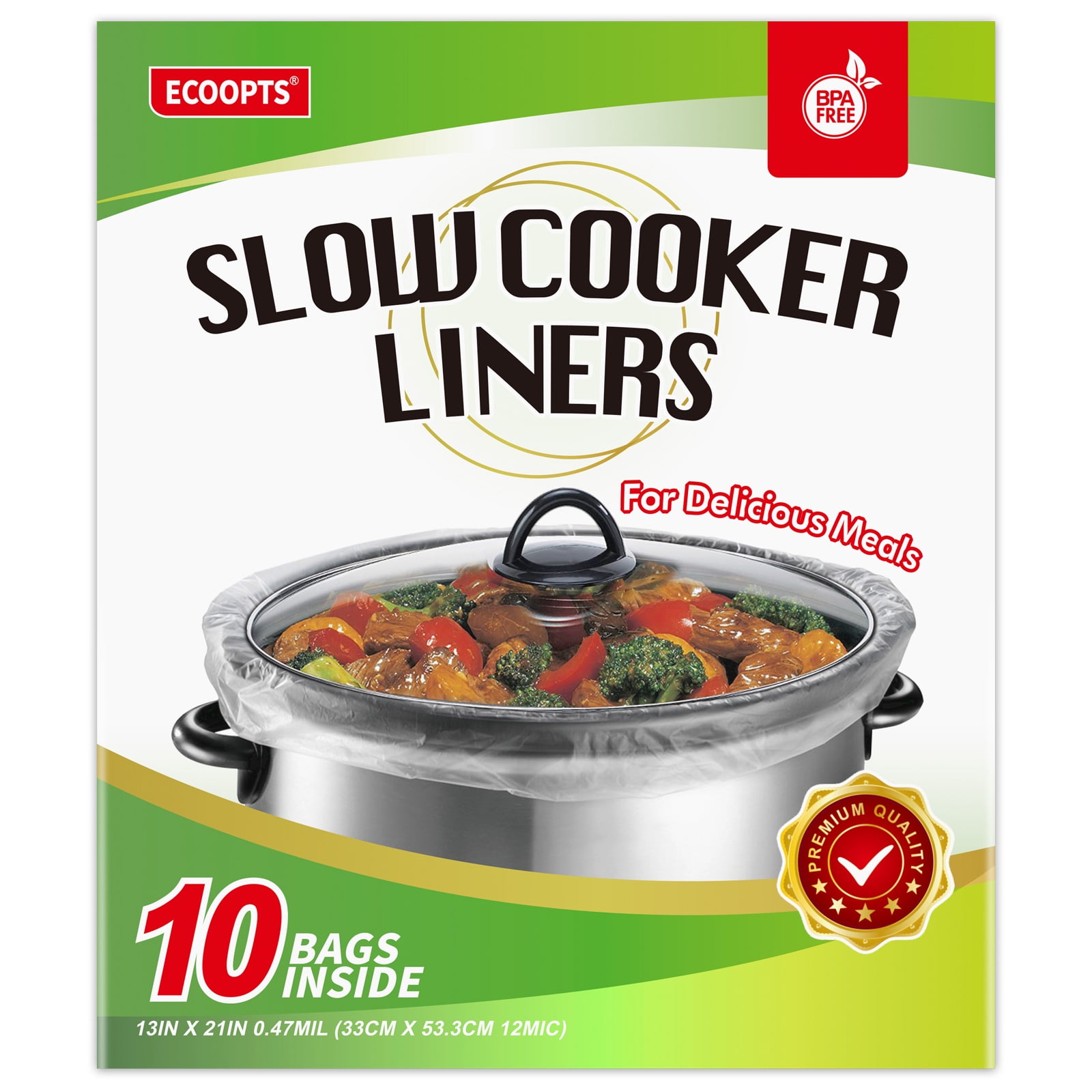 ECOOPTS 10-Pack Slow Cooker Liners, Disposable, BPA-Free, Fit 4-8.5QT ...