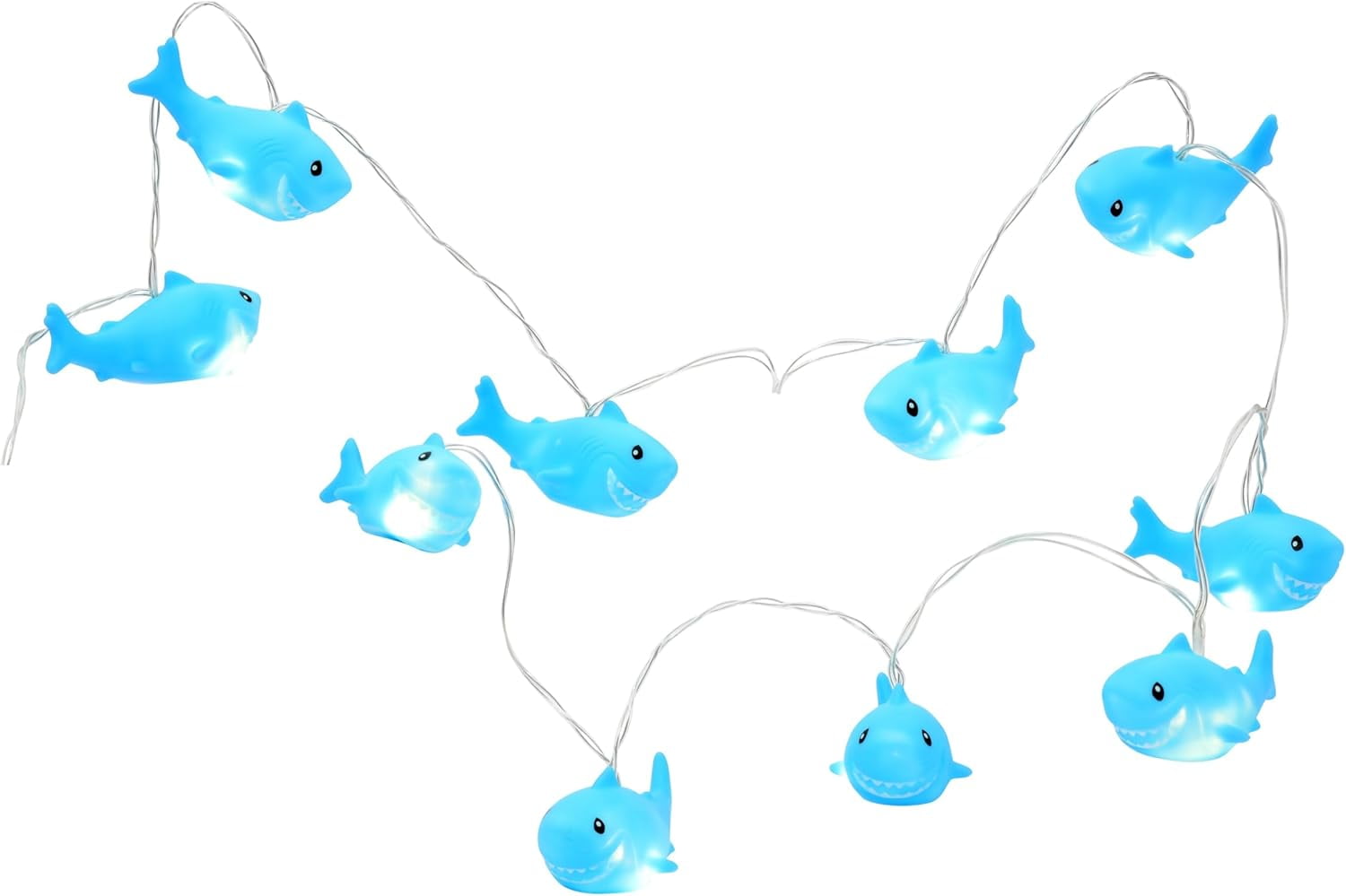 10 Soft Glow Shark Buddies 66" Long Battery Operated Light String ...