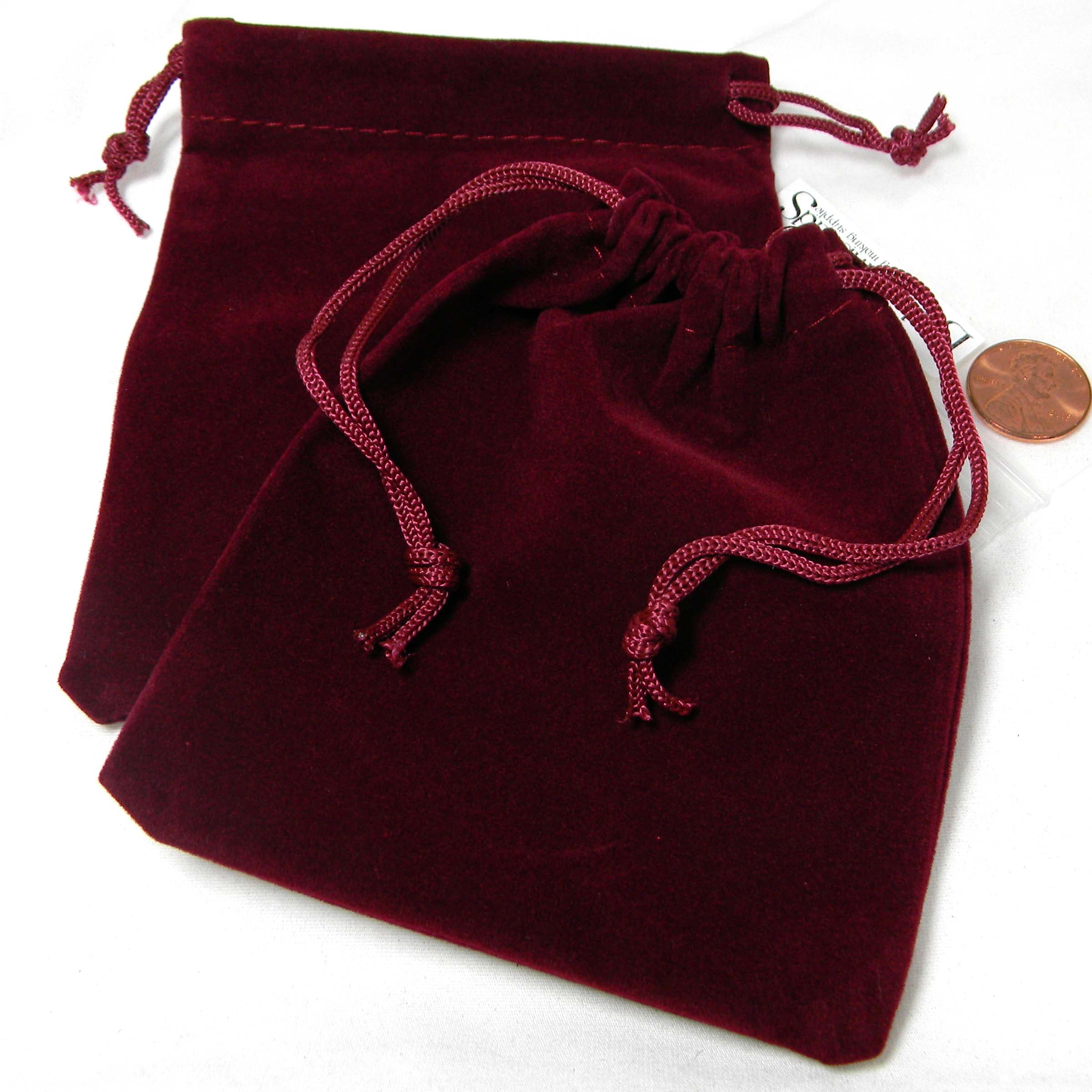 10 Soft Velvet Dark Red Small - Big Jewelry Drawstring Gift Pouches in ...