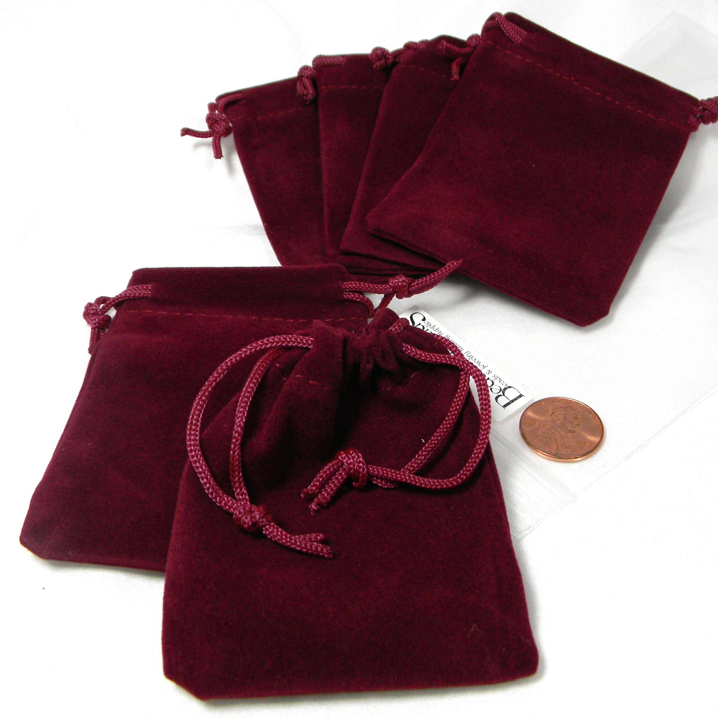 10 Soft Velvet Dark Red Small - Big Jewelry Drawstring Gift Pouches in ...