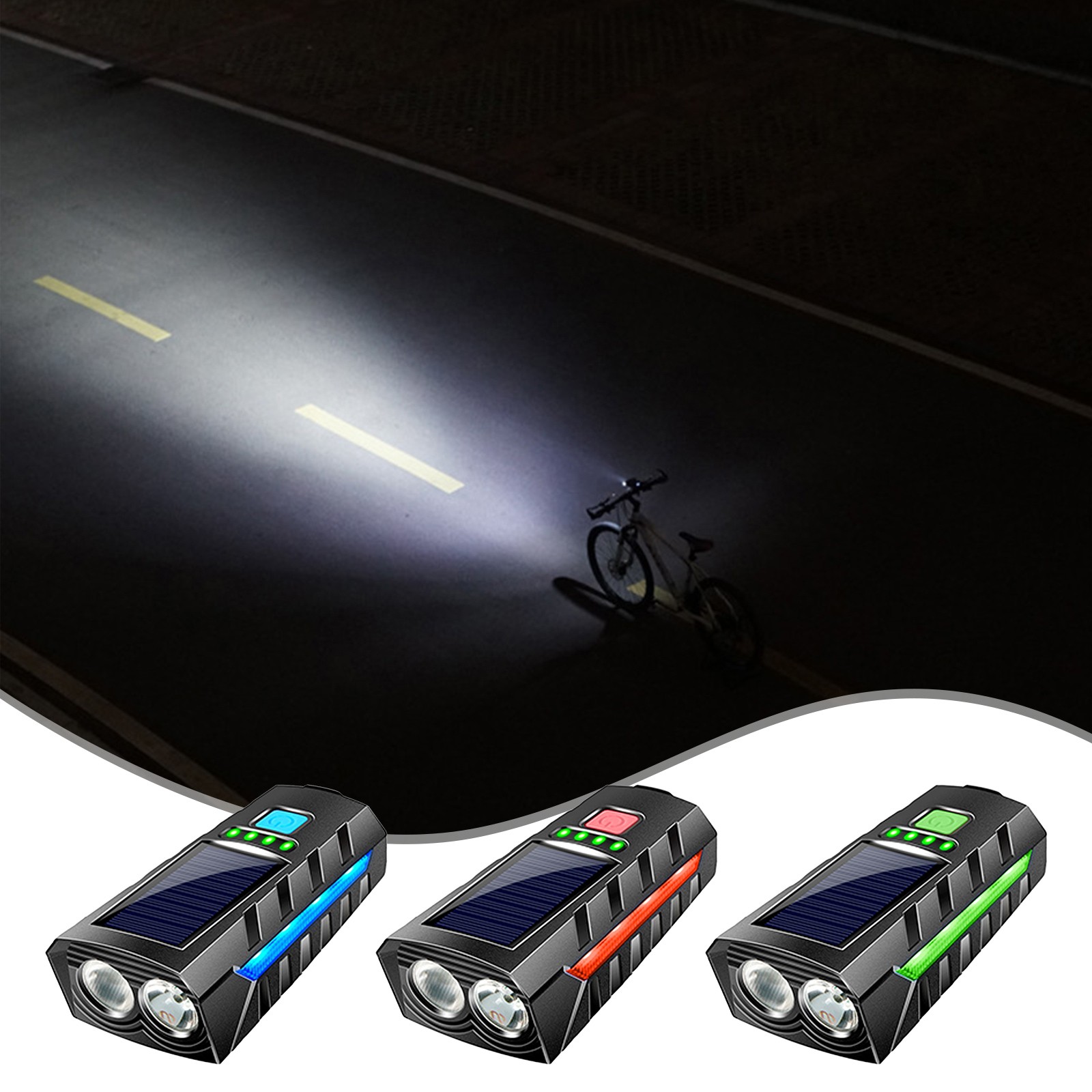 Under 10, Solar Powered LED Cycle Lights, Reflective Safety Bike Lights ...