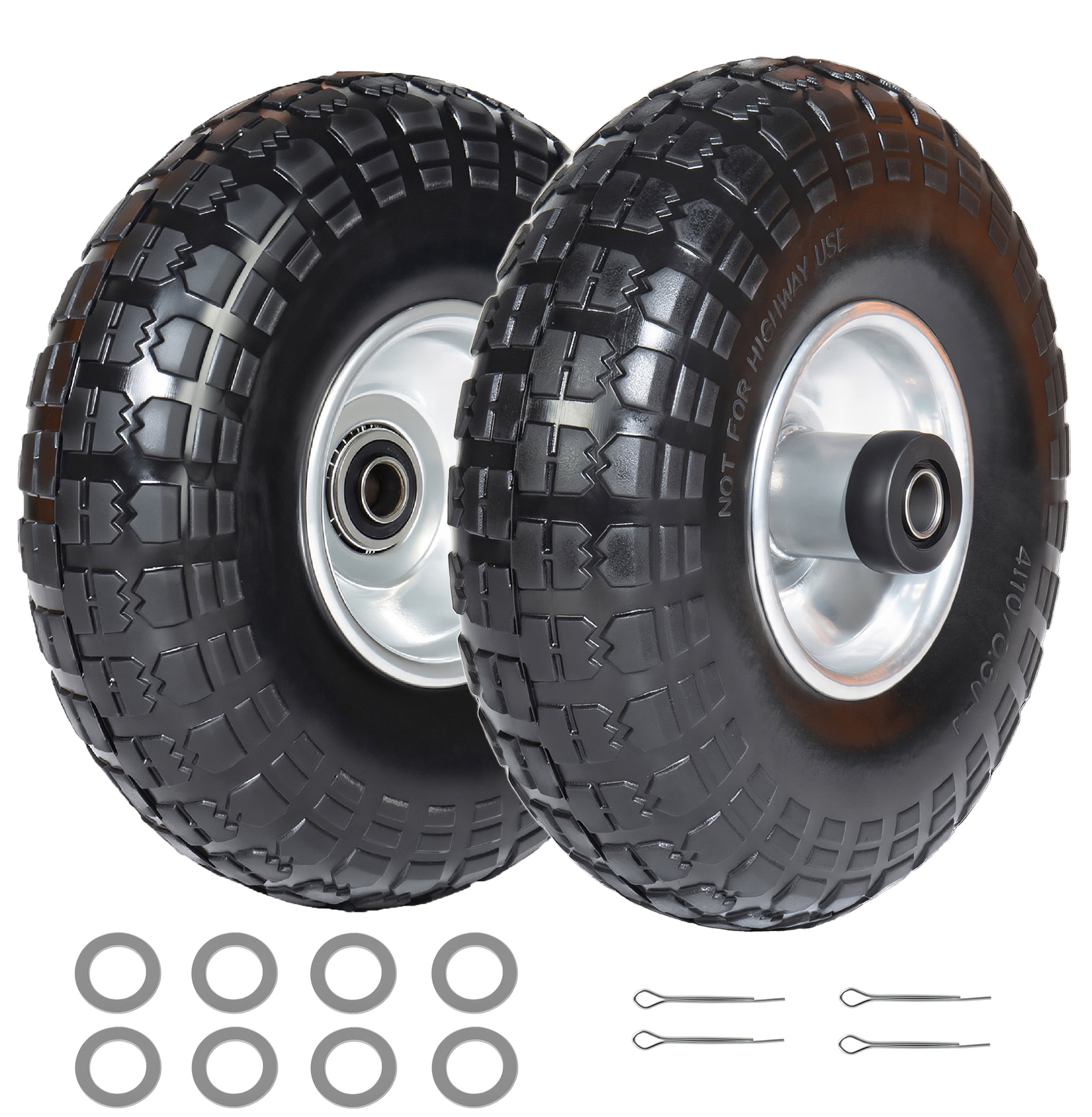 10" Solid Tires, 2 Pack Flat Free 4.10/3.50-4'' Wheels with 5/8” Axle ...