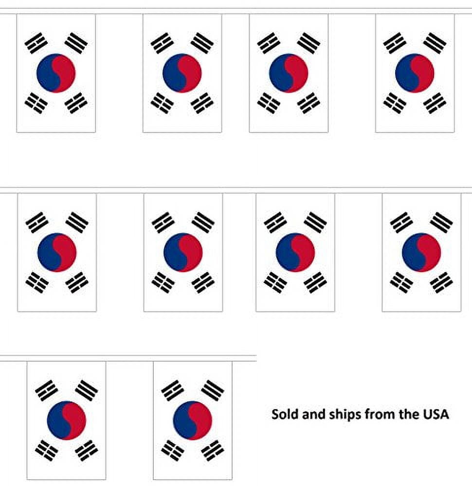 10' South Korea String Flag Party Bunting Has 10 Korean 6"x9" Polyester ...