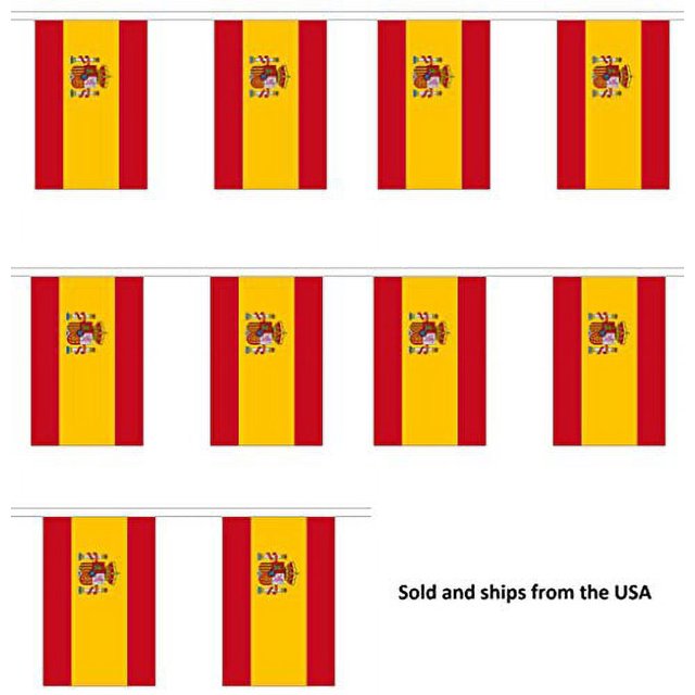 10' Spain String Flag Party Bunting Has 10 Spanish 6"x9" Polyester ...