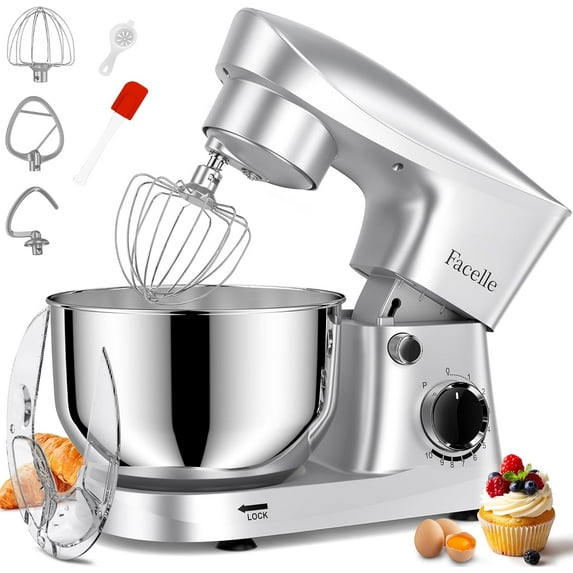 10-Speed 6QT Kitchen Electric Mixer, Tilt-Head Food Mixer with Beater ...