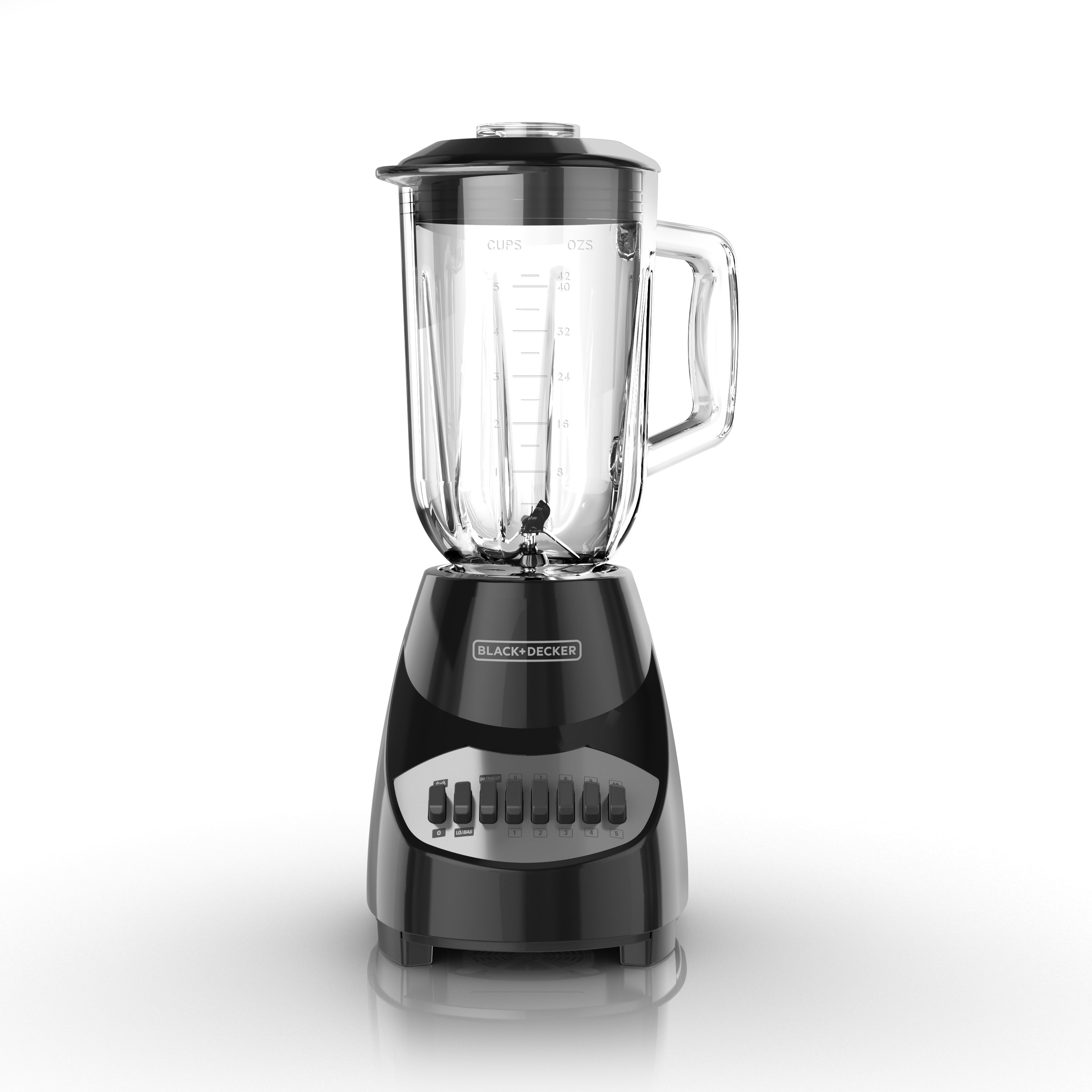 10-Speed Blender, 550W, 50 oz (6.25 cup) Glass Blending Jar, Black ...