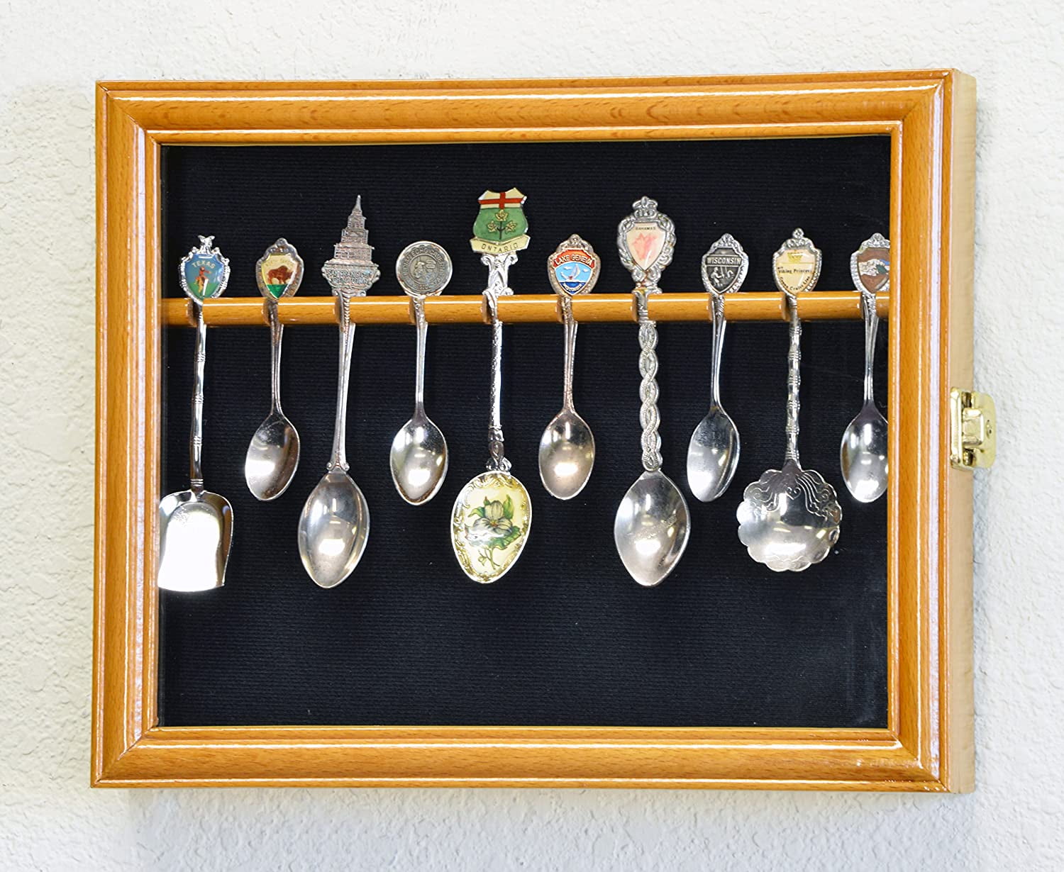 10 Spoon Display Case Cabinet Wall Mount Rack Holder w/98% UV ...