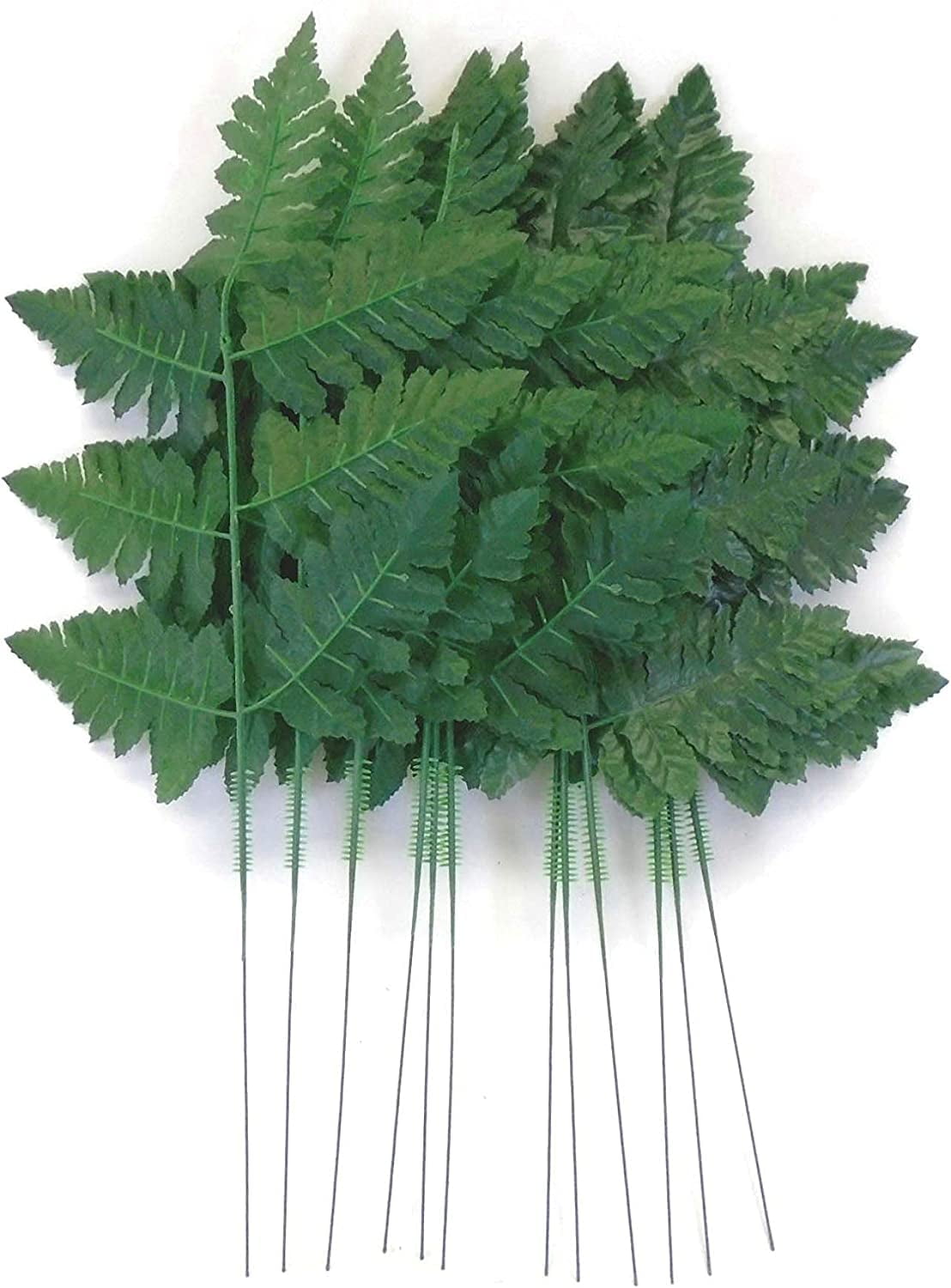 10 Sprays Green Leather Fern, Artificial Silk Leaves 16" Greenery for ...