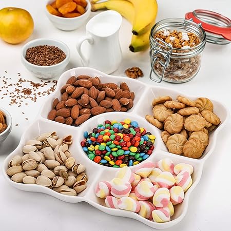 10" Square 5 Compartments Plate, Wheat Straw Food Snack Fruit Serving ...