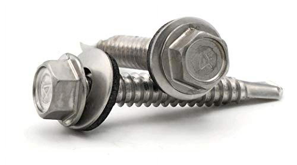 #10 Stainless Steel Hex Head Roofing Screws with Sealing Washer Self Drilling Stainless Steel ...