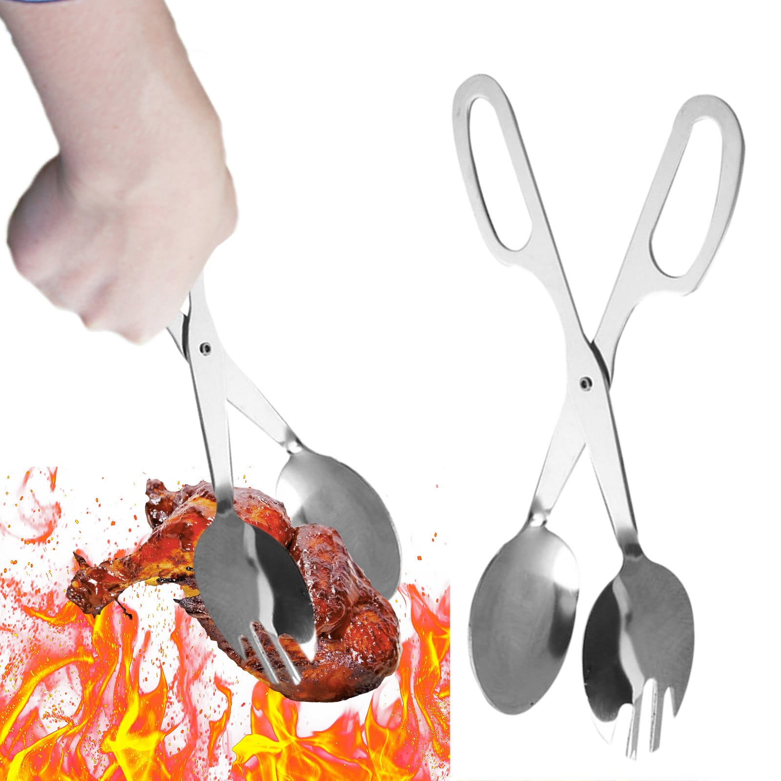 10" Stainless Steel Serving Tongs - Heavy Duty Kitchen Tongs for Salad ...
